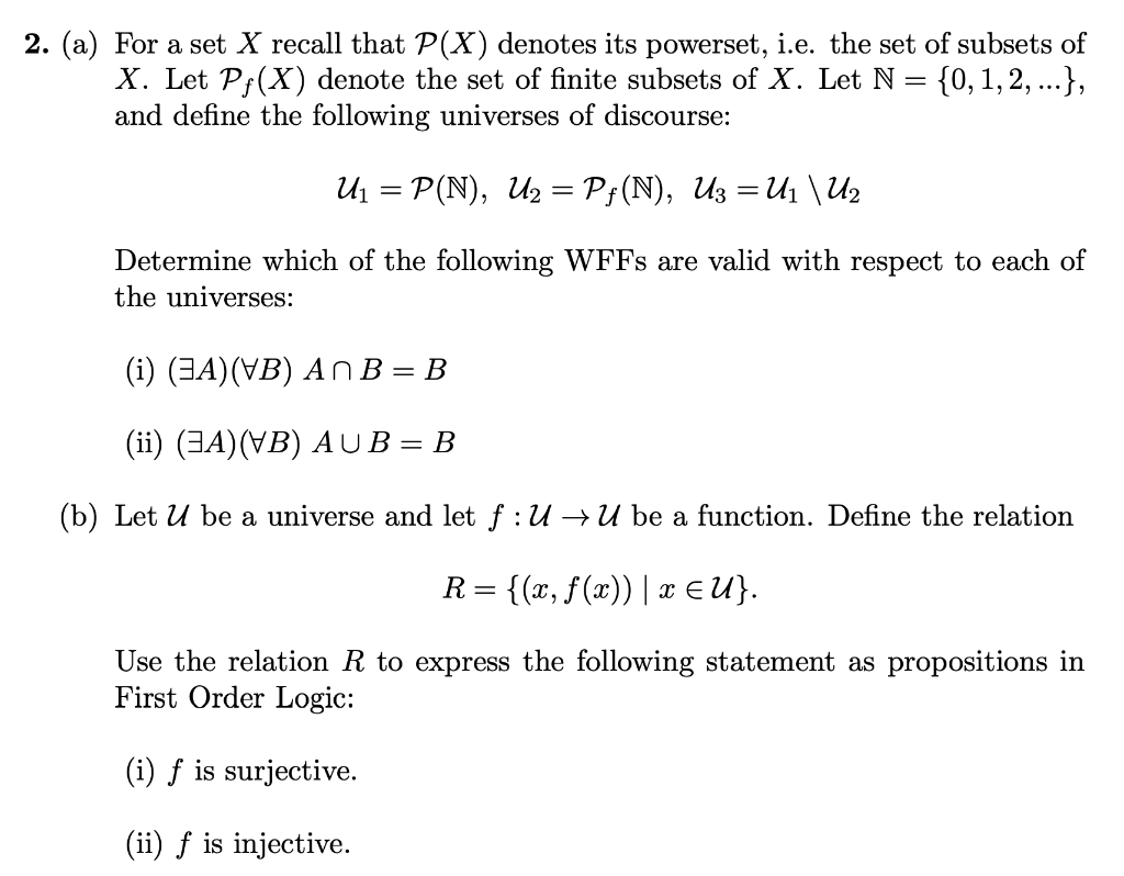 Solved 2. (a) For a set X recall that P(X) denotes its | Chegg.com