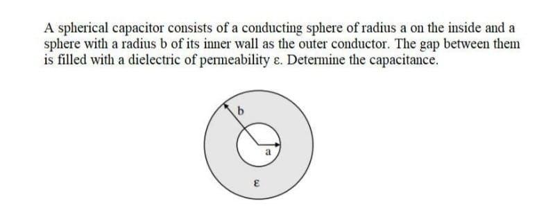 Solved A spherical capacitor consists of a conducting sphere | Chegg.com