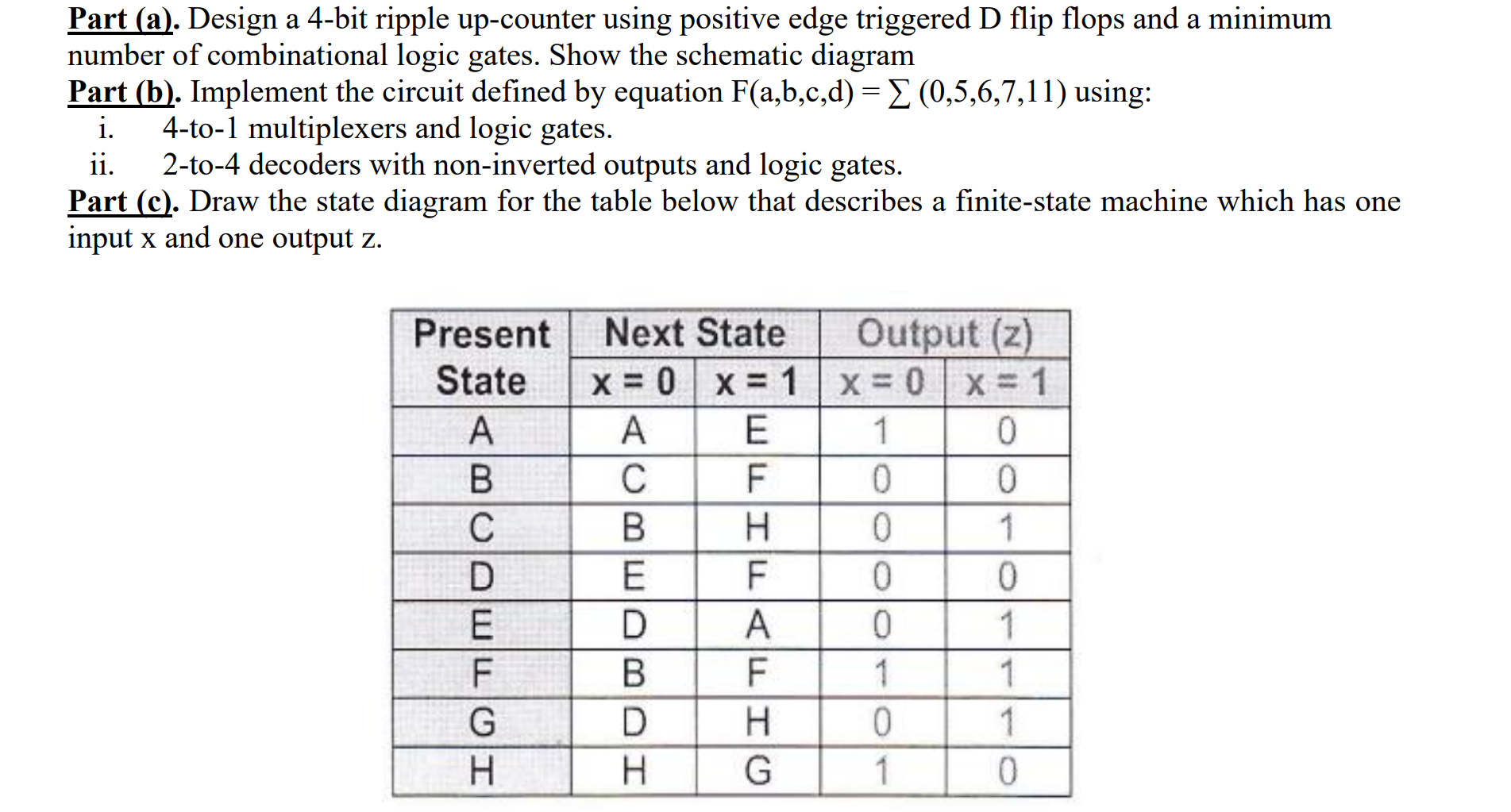 Solved Part (a). Design a 4-bit ripple up-counter using | Chegg.com