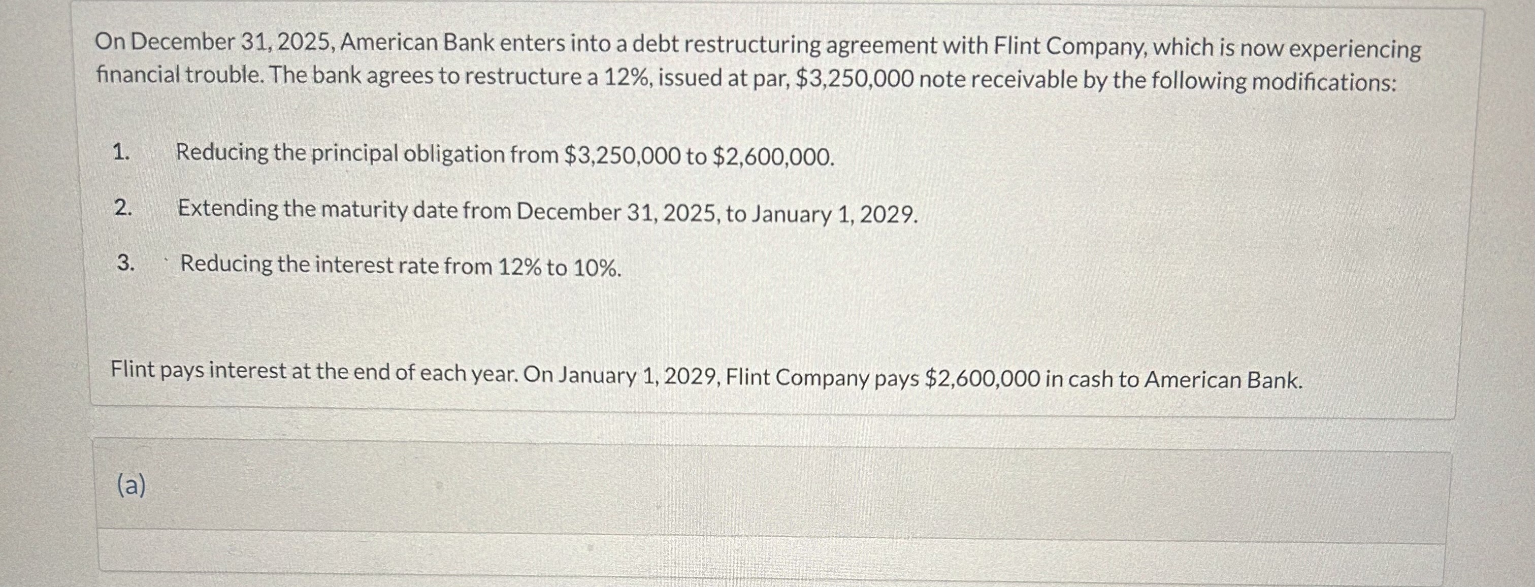 Solved On ﻿December 31, 2025, ﻿American Bank enters into a | Chegg.com