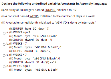 Solved Declare the following underlined variables/constants | Chegg.com