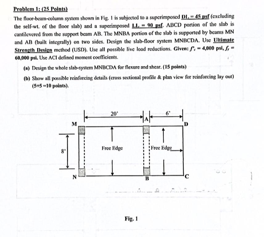 Solved Problem 1: (25 Points) The floor-beam-column system | Chegg.com