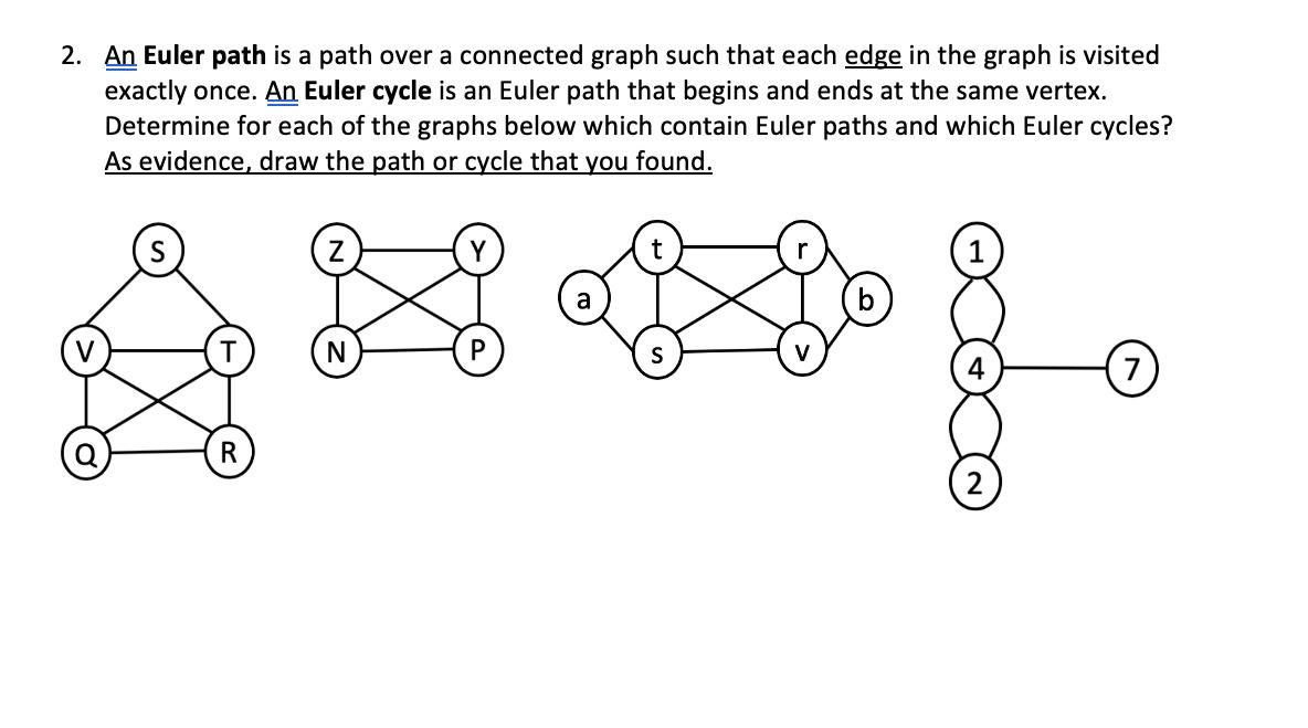 Solved An Euler path is a path over a connected graph such | Chegg.com