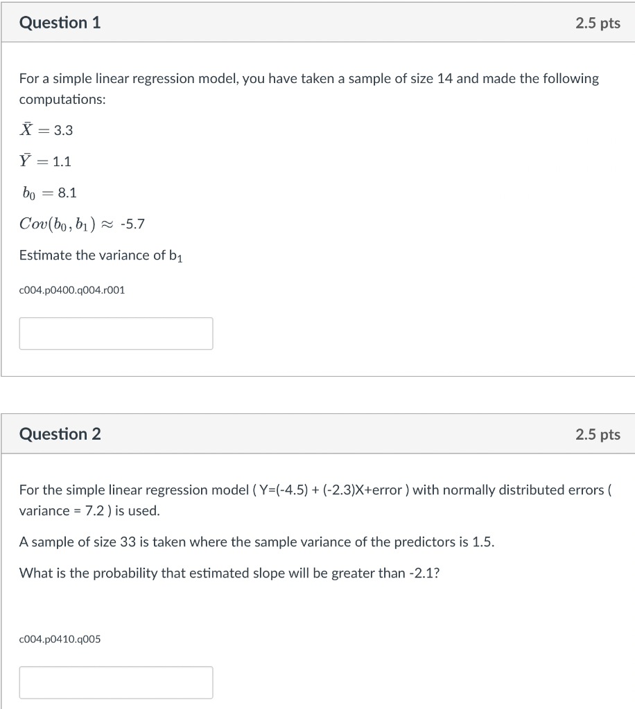 Solved Question 1 2.5 pts For a simple linear regression | Chegg.com