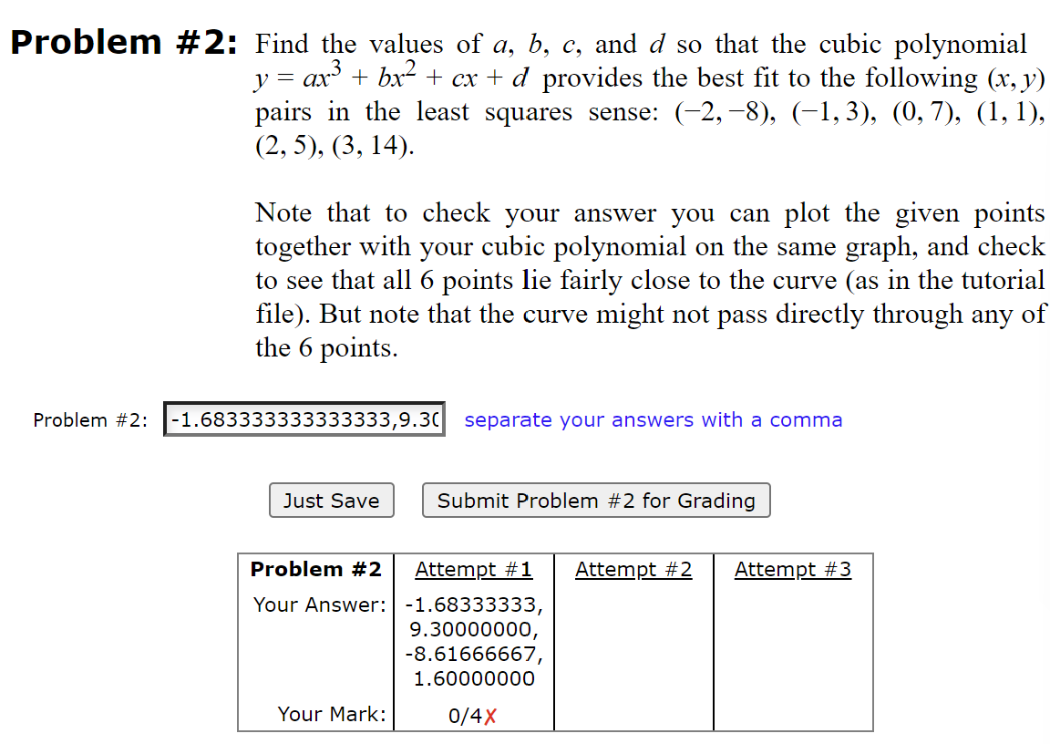Solved Problem # 2: Find the values of a,b,c, ﻿and d so | Chegg.com