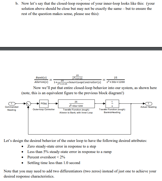 b. Now let's say that the closed-loop response of | Chegg.com