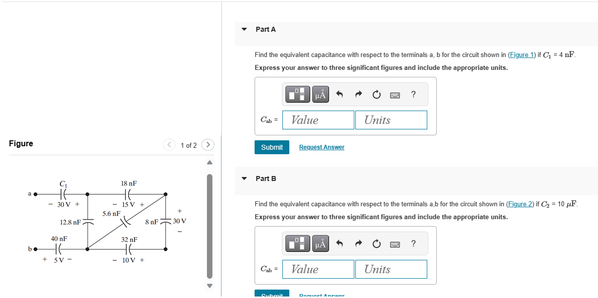 Solved Find the equivalent capacitance with respect to the | Chegg.com