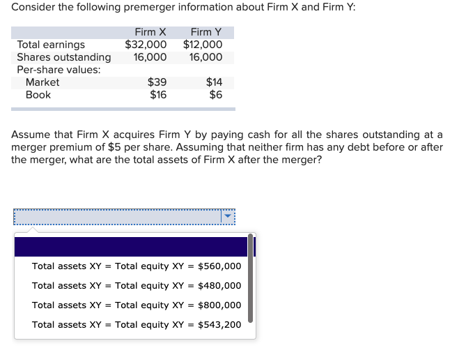 Solved Consider the following premerger information about | Chegg.com