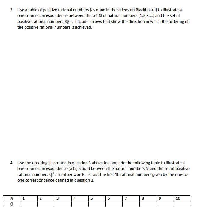 3. Use a table of positive rational numbers (as done | Chegg.com