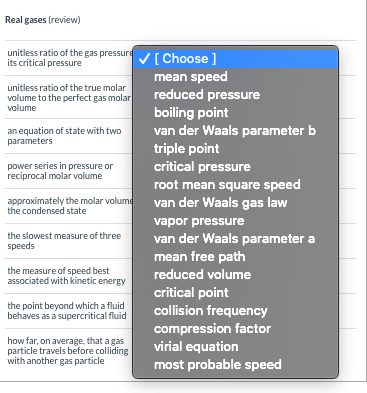 Solved Real gases (review) unitless ratio of the gas | Chegg.com