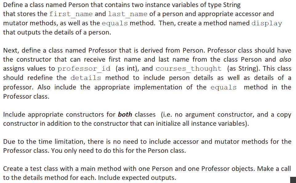 Solved Define a class named Person that contains two | Chegg.com