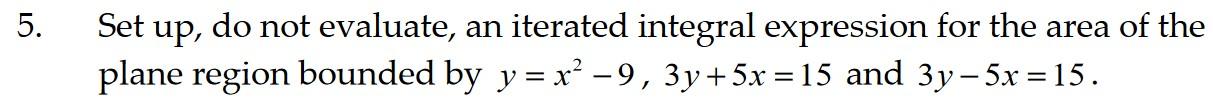 Solved 5. Set up, do not evaluate, an iterated integral | Chegg.com