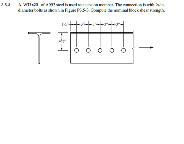 Solved 3.5-3 A WT9x25 of A992 steel is used as a tension | Chegg.com