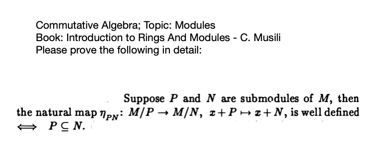 Solved Commutative Algebra; Topic: Modules Book: | Chegg.com