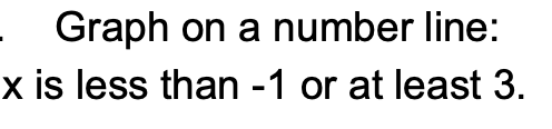 Solved Graph on a number line: x is less than -1 or at least | Chegg.com