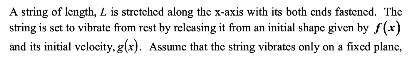 Solved A string of length, L is stretched along the x-axis | Chegg.com