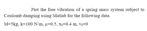 Solved Plot the free vibration of a spring mass system | Chegg.com
