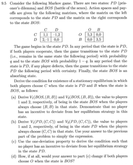 .5 Consider the following Markov game. There are two | Chegg.com