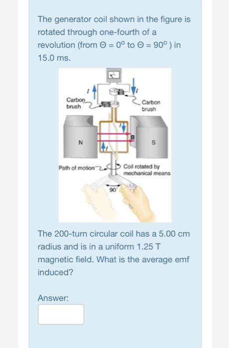 Solved The generator coil shown in the figure is rotated | Chegg.com