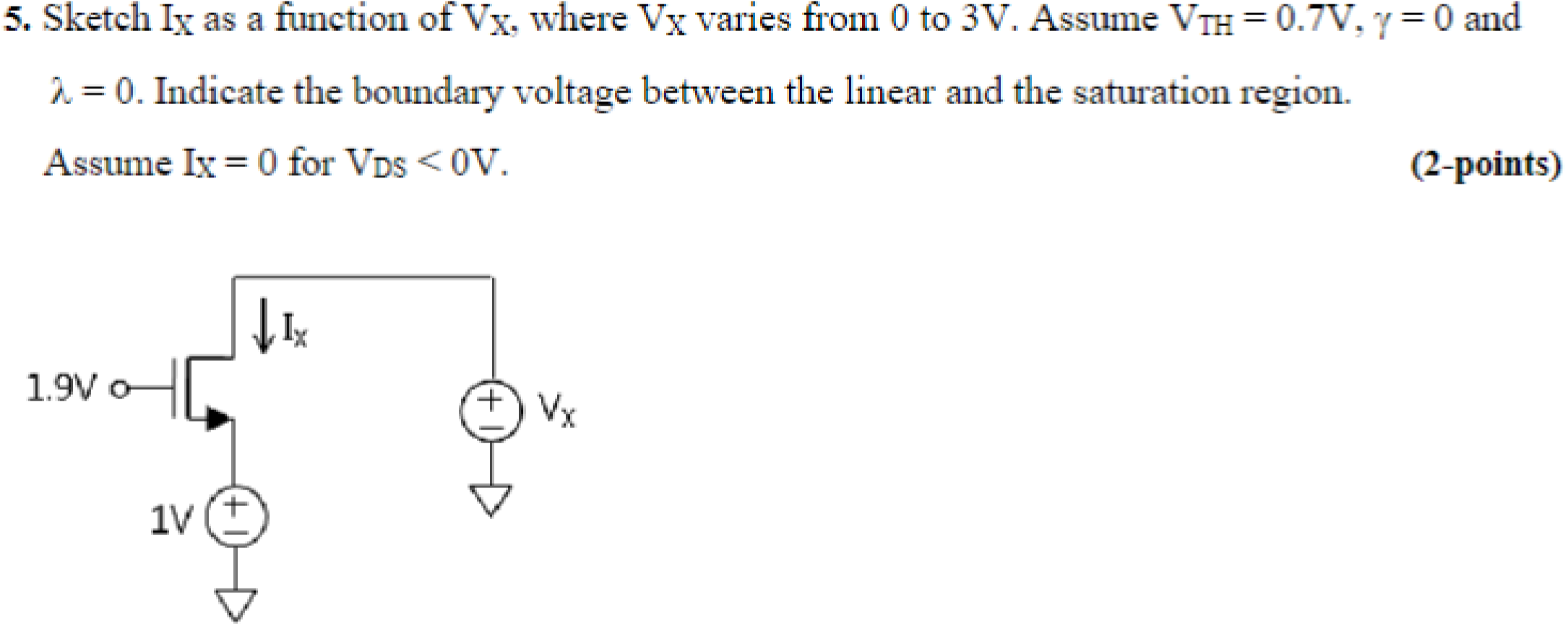 Solved 5. Sketch IXX as a function of VX, where VX varies | Chegg.com