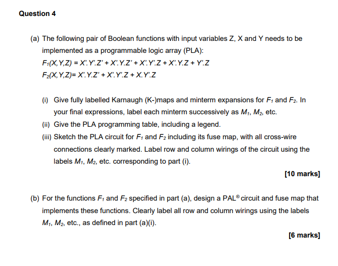 Solved Question 4(a) ﻿The following pair of ﻿Boolean | Chegg.com