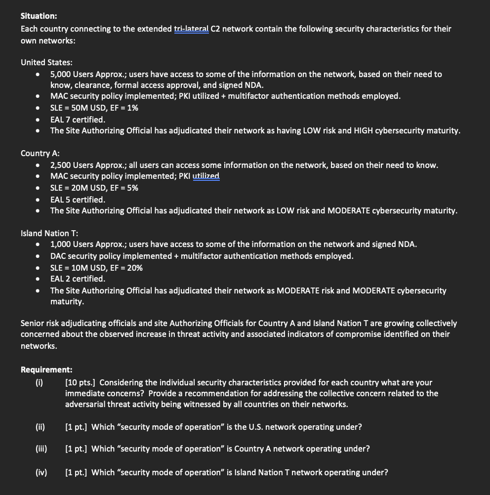Solved Situation: Each country connecting to the extended | Chegg.com