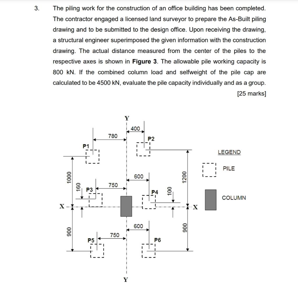 Solved The piling work for the construction of an office | Chegg.com