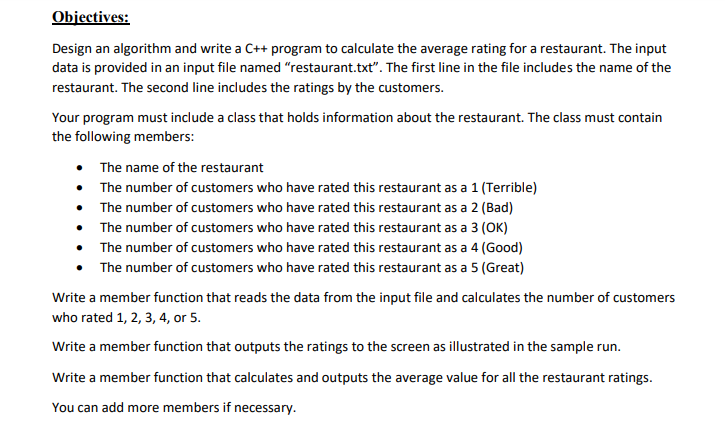 Solved Objectives: Design an algorithm and write a C++ | Chegg.com