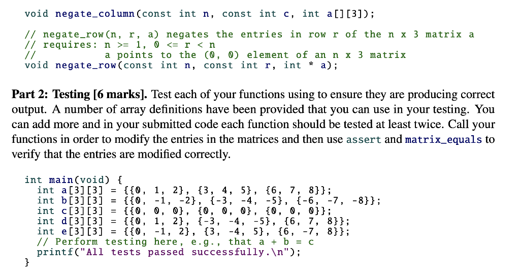 Part 1: Coding [10 marks]. Matrices are rectangular | Chegg.com