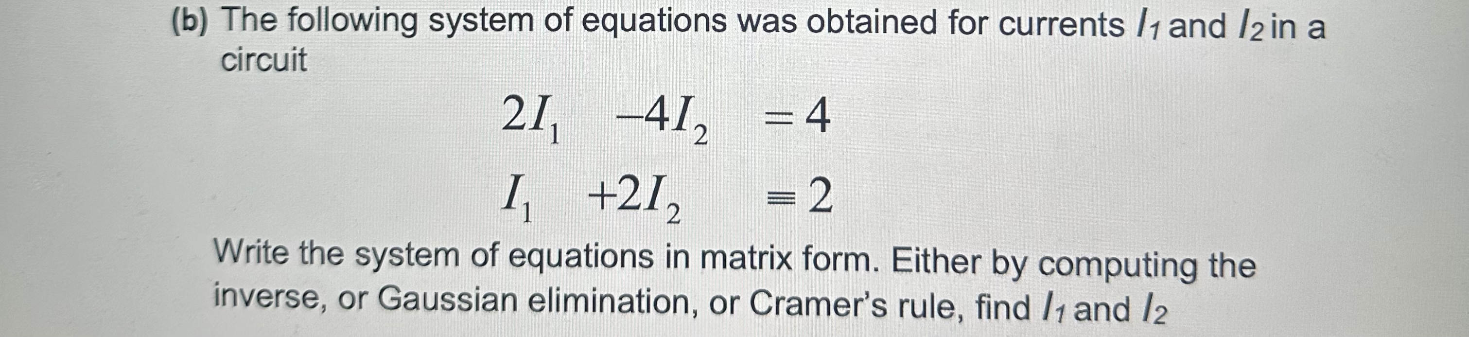 Solved The following system of equations was obtained for | Chegg.com