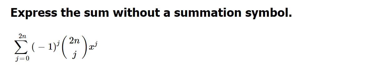 Solved Express the sum without a summation symbol. 1-Y("). | Chegg.com