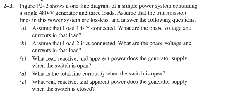 Solved Figure P2-2 I The power system in Problem 2-3. (f) | Chegg.com
