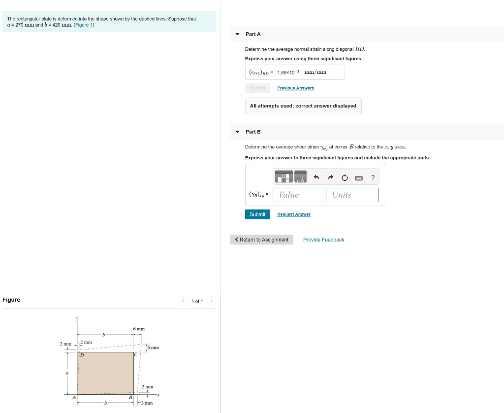 Solved The rectangular plate is deformed into the shape | Chegg.com