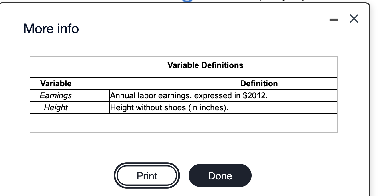 Solved - Х More info Variable Definitions Variable Earnings | Chegg.com
