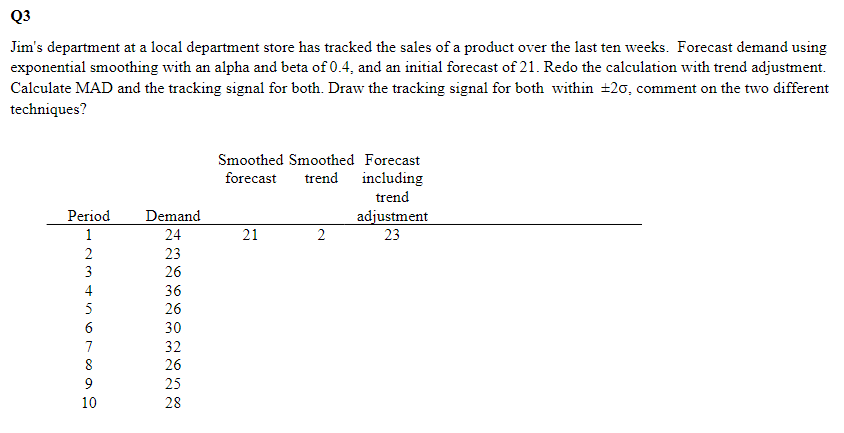 Solved Jim's department at a local department store has | Chegg.com