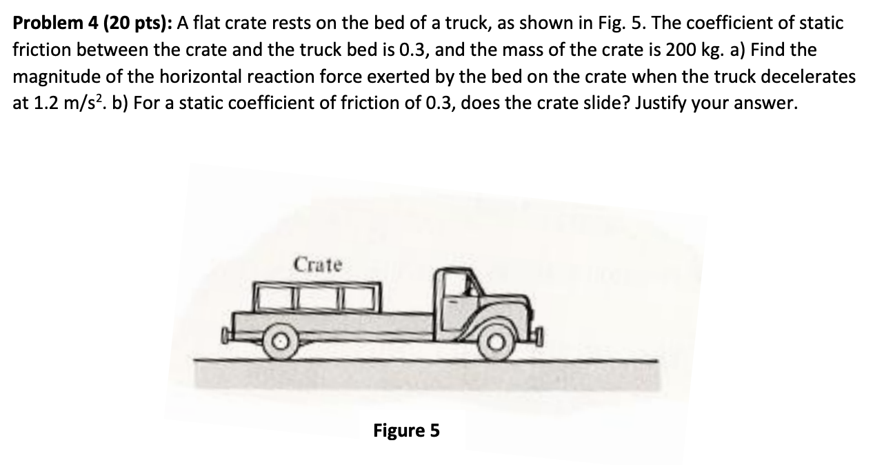 Solved Problem 4 (20 ﻿pts): A flat crate rests on the bed of | Chegg.com