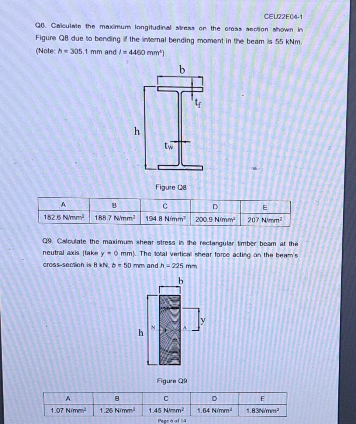Solved CEU22E04-1 Q8. Calculate the maximum longitudinal | Chegg.com