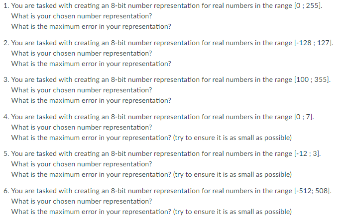 Solved 1. You are tasked with creating an 8-bit number | Chegg.com