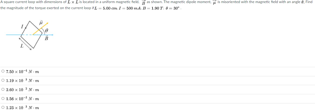 Solved A square current loop with dimensions of L x L is | Chegg.com