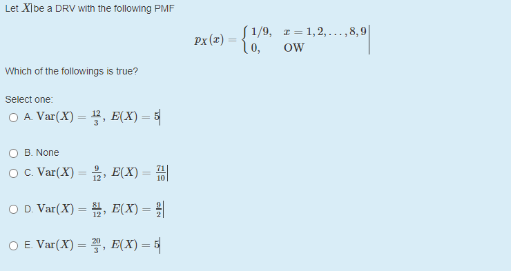 Solved Let Xlbe a DRV with the following PMF px () = {0, S | Chegg.com