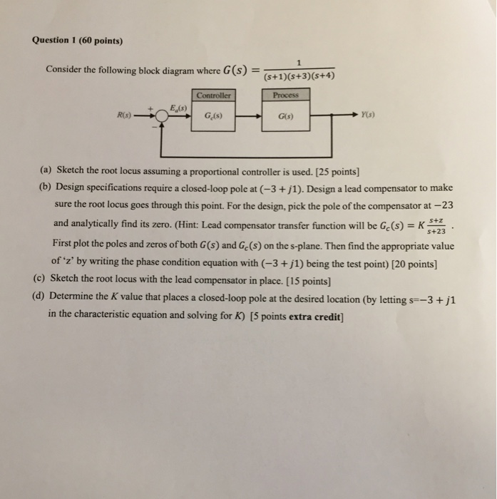 Solved Question 1 (60 points) Consider the following block | Chegg.com