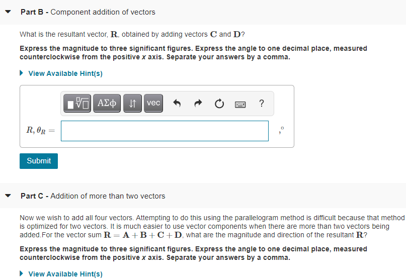 Solved To use geometric and component addition of vectors. | Chegg.com
