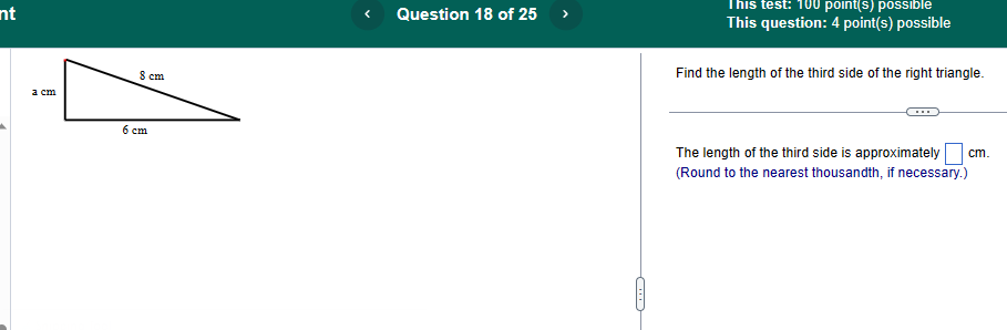 Solved Find the length of the third side of the right | Chegg.com