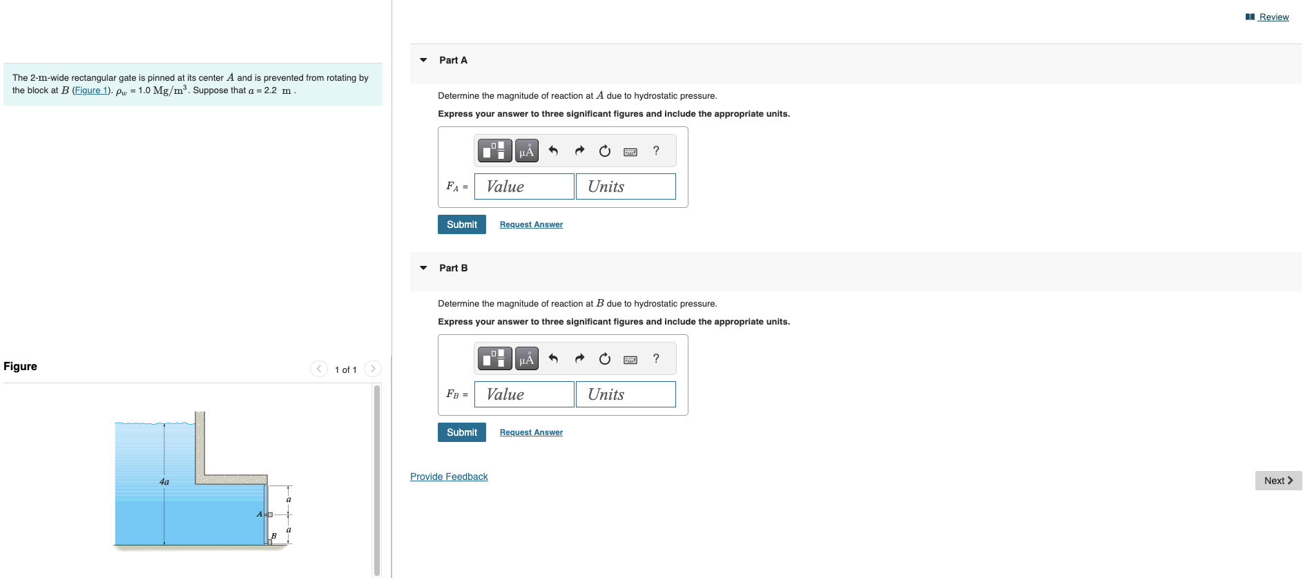 Solved by an EXPERT The 2-m-wide rectangular gate is ﻿pinned at ﻿its | Chegg.com