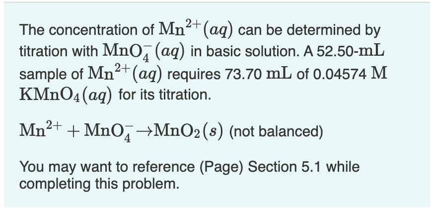 Solved The concentration of Mn2+ (aq) can be determined by | Chegg.com