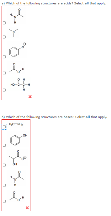 Solved a) Which of the following structures are acids? | Chegg.com
