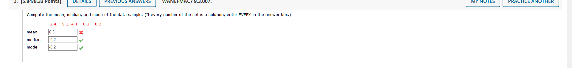 Solved 3. [5.8478.33 Points] DETAILS PREVIOUS ANSWERS | Chegg.com