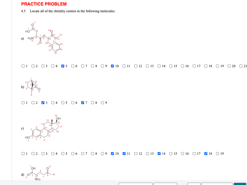 Solved PRACTICE PROBLEM 4.5 Locate all of the chirality | Chegg.com