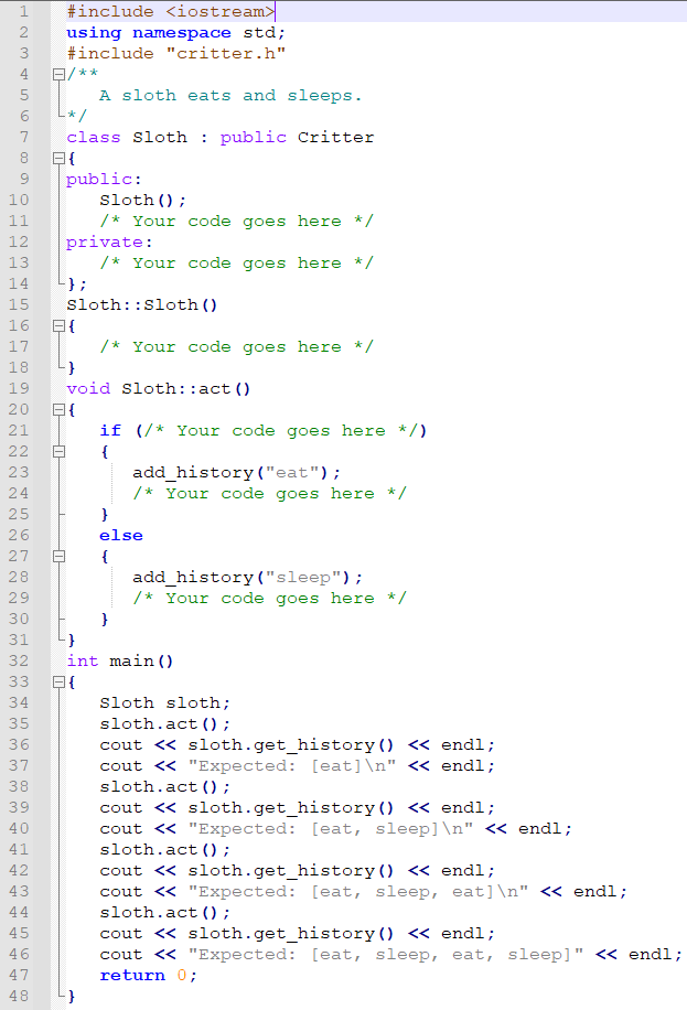 Solved The Critter class is a base class with some basic | Chegg.com