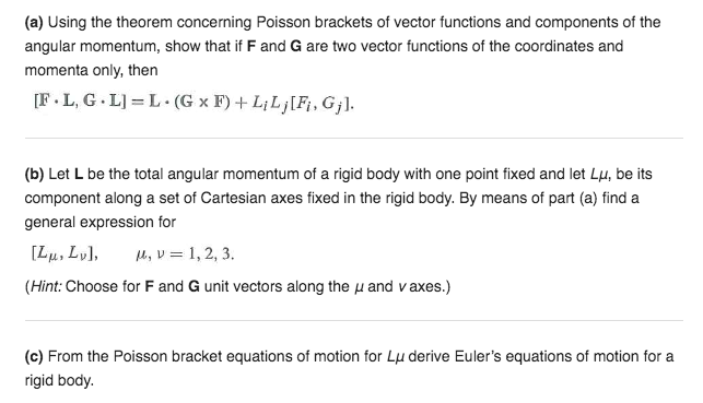 (a) Using the theorem concerning Poisson brackets of | Chegg.com